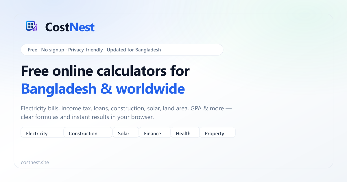 Internet Bill Calculator BD 2026 | CostNest